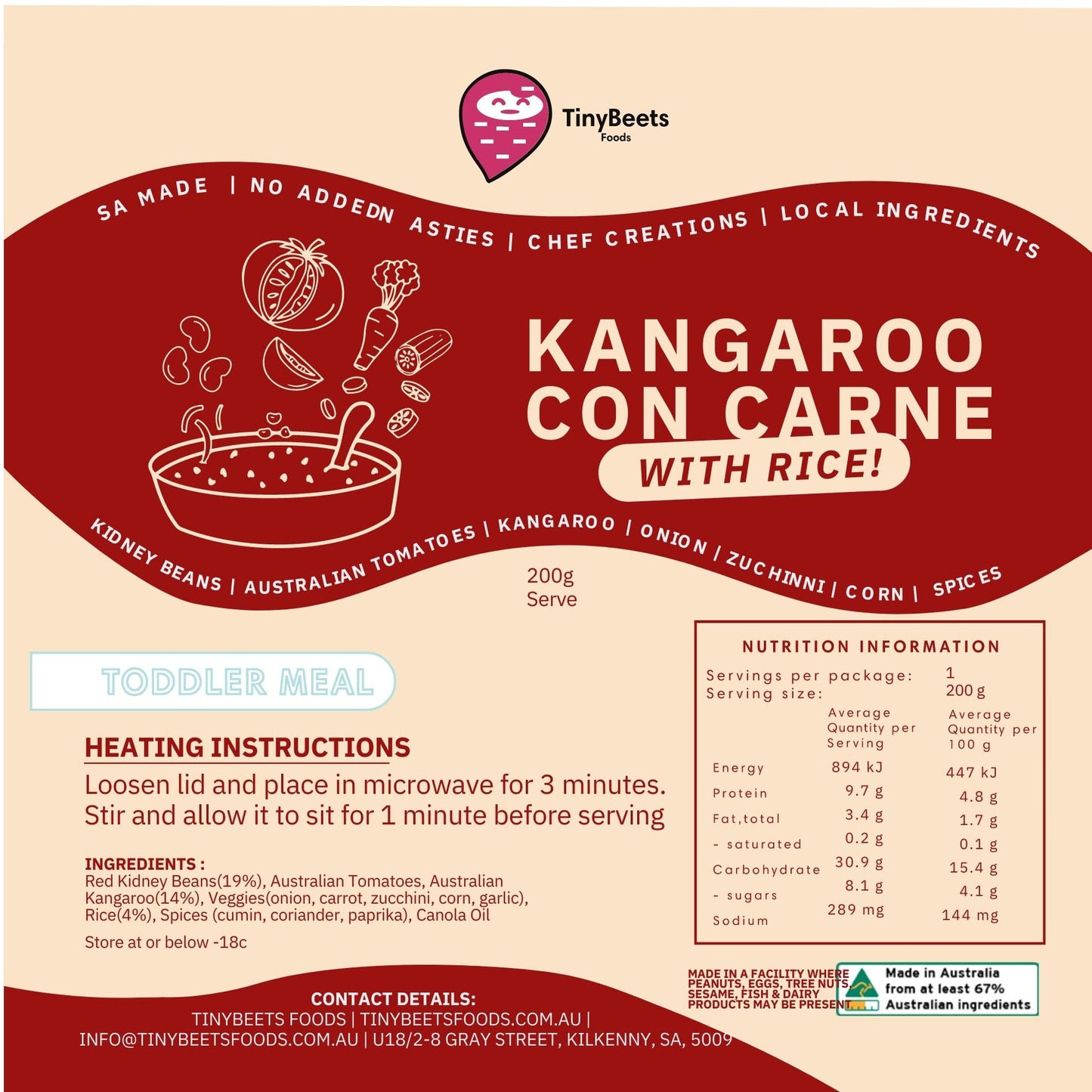 Kangroo Con Carne With Rice | | Tinybeets Foods – Tinybeetsfood